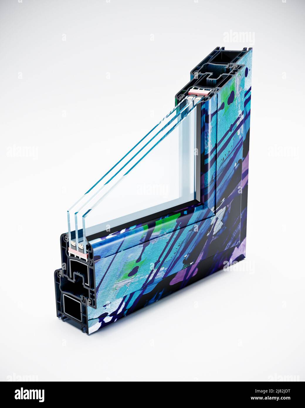 Incision Pvc profile window with triple glazing Stock Photo - Alamy