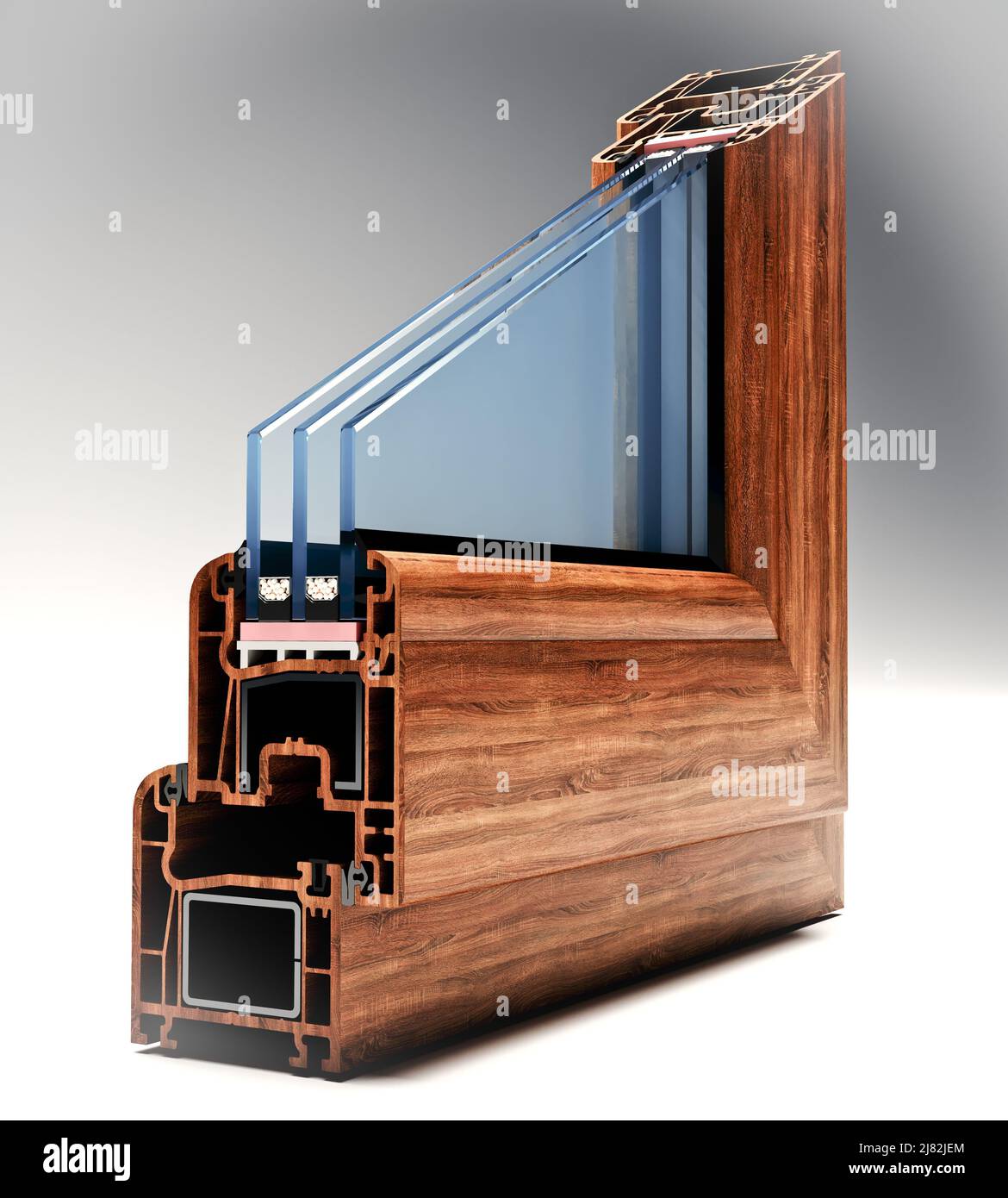 Incision Pvc profile window with triple glazing Stock Photo - Alamy