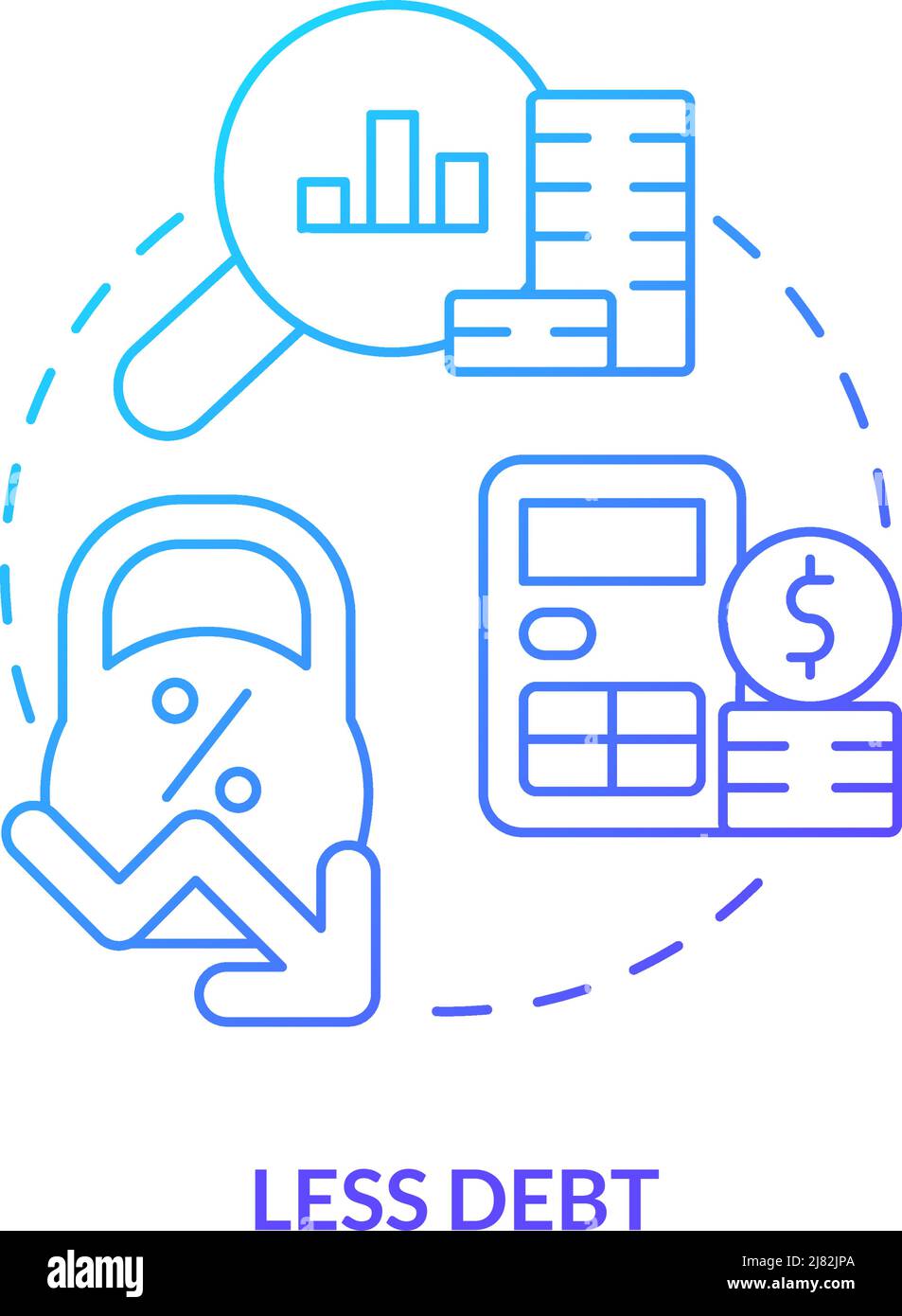 Less debt blue gradient concept icon Stock Vector Image & Art - Alamy