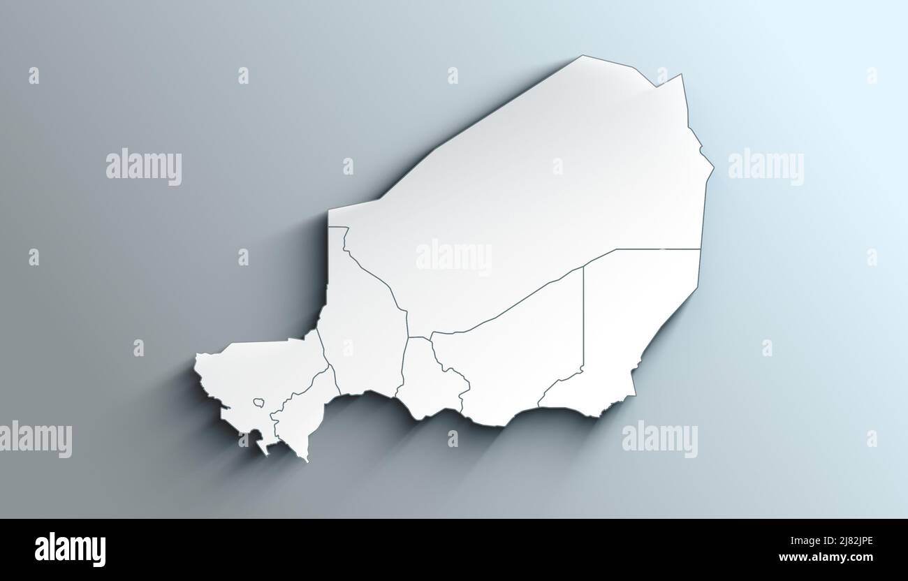 Country Political Geographical Map of Niger with Regions with Shadows ...