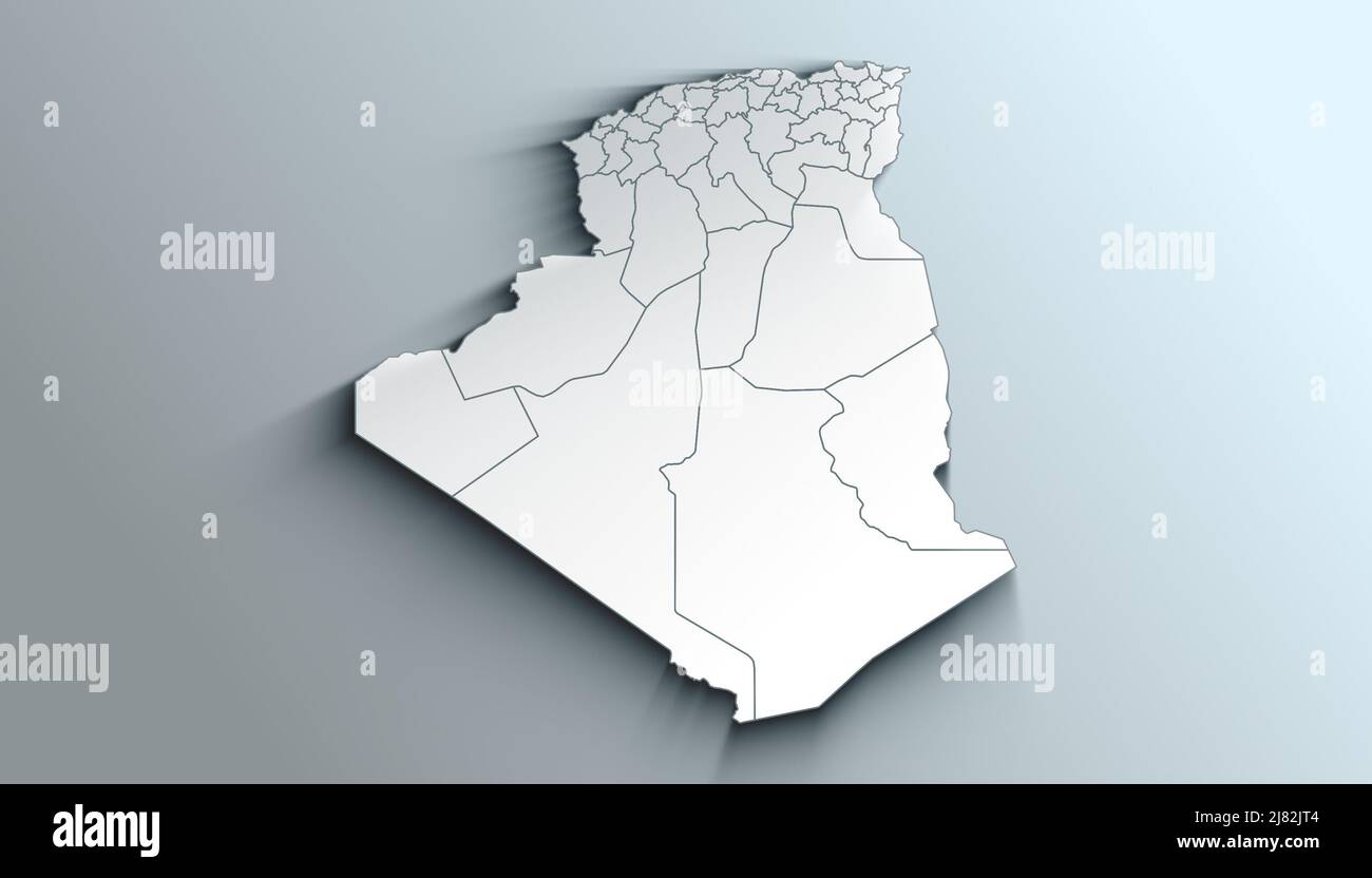 Country Political Geographical Map of Algeria with Provinces with ...