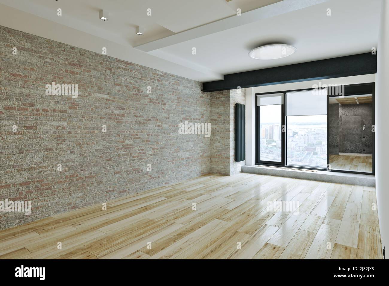 3d interior of empty living room in modern style Stock Photo - Alamy