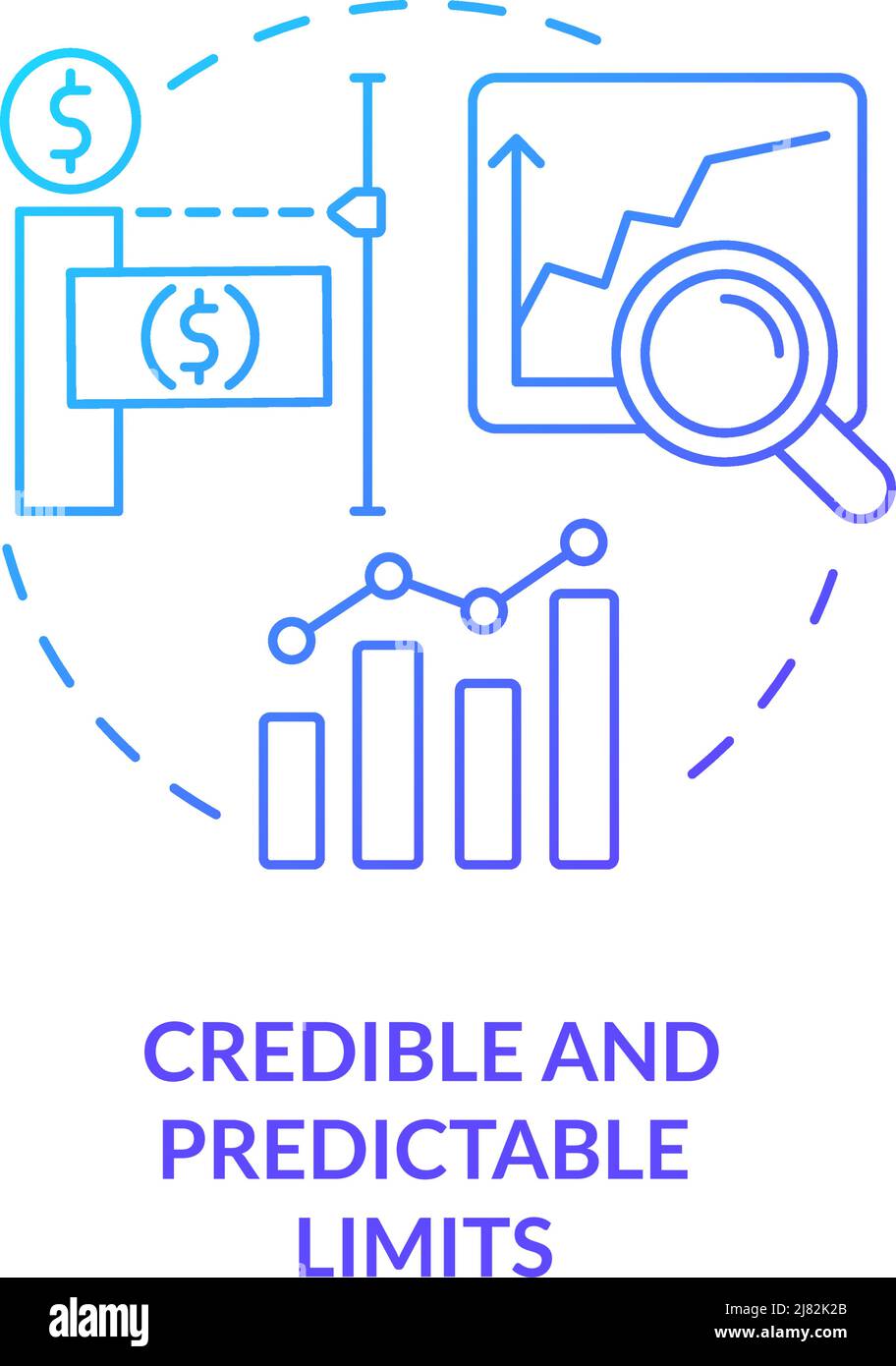 Credible and predictable limits blue gradient concept icon Stock Vector ...