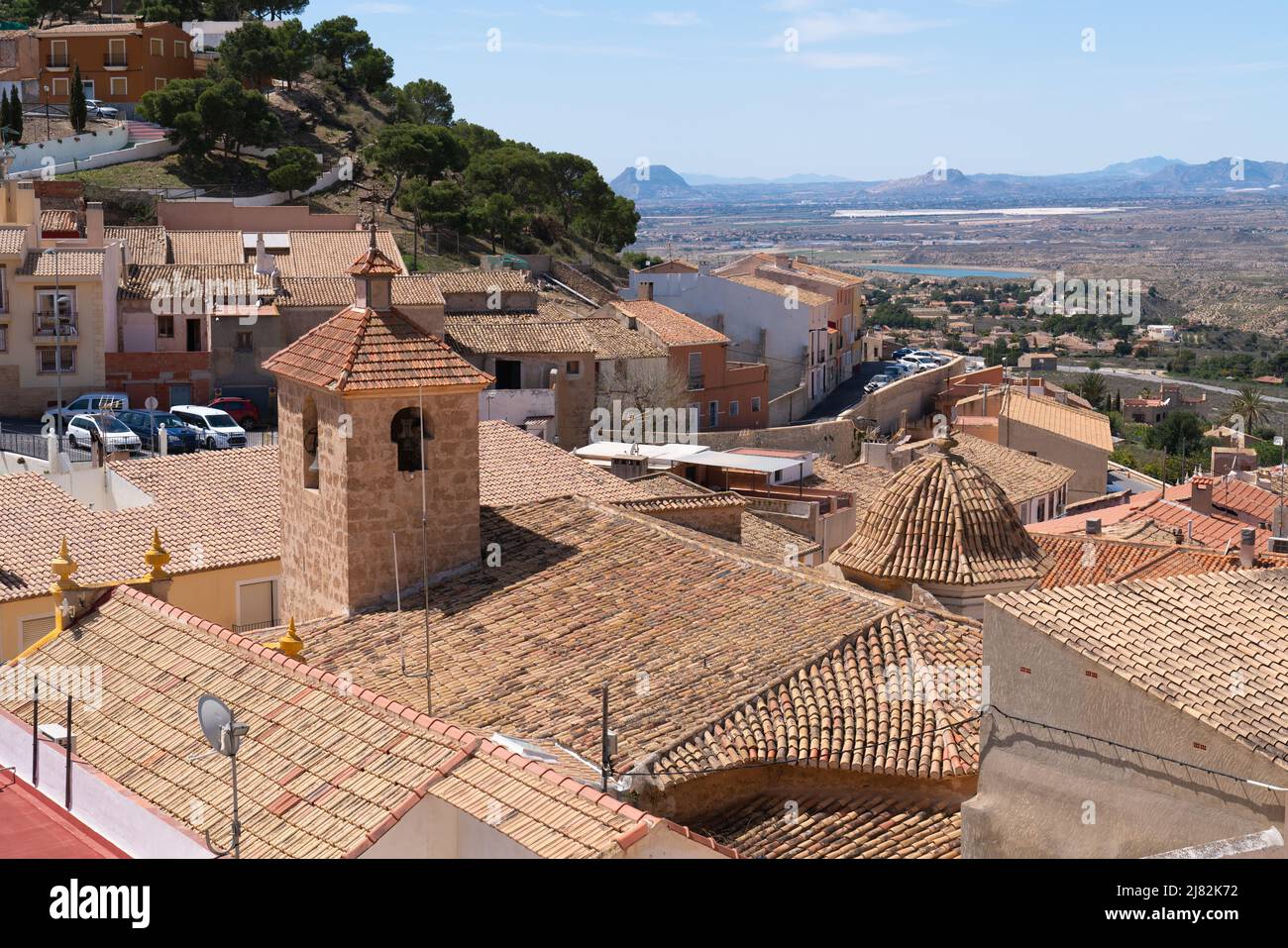 Busot Spain rooftop view towards coast of Alicante from historic ...