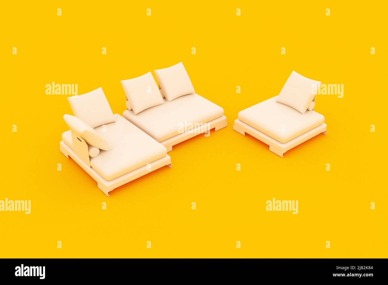 Yellow background, solid color style interior scene with light colored ...