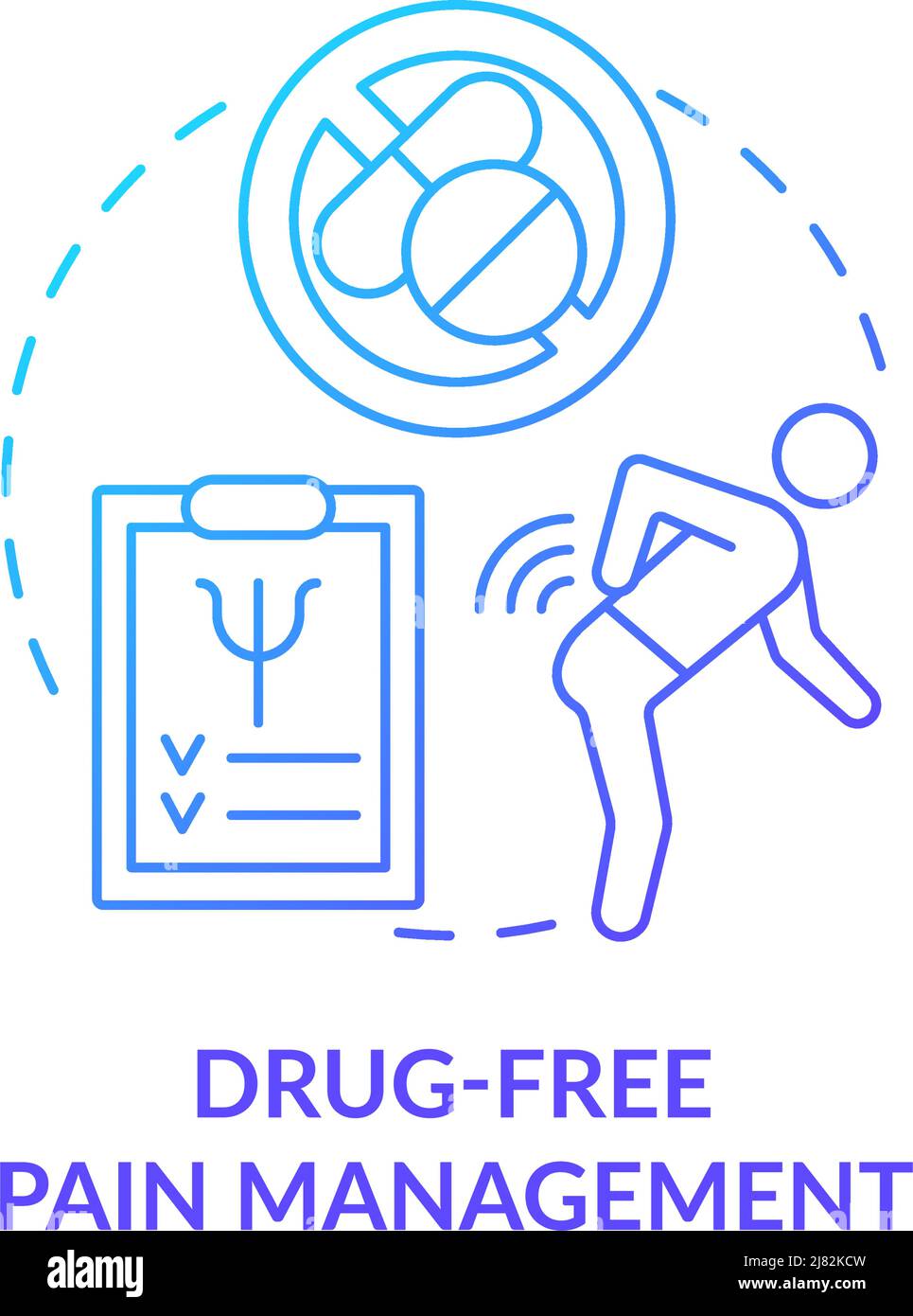Drug free pain management blue gradient concept icon Stock Vector Image ...