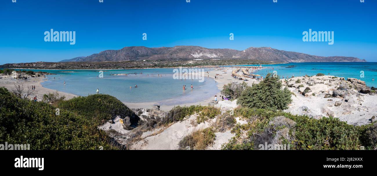 Panoramic picture of amazing Elafonisi (Elaphonisi) beach in Crete ...