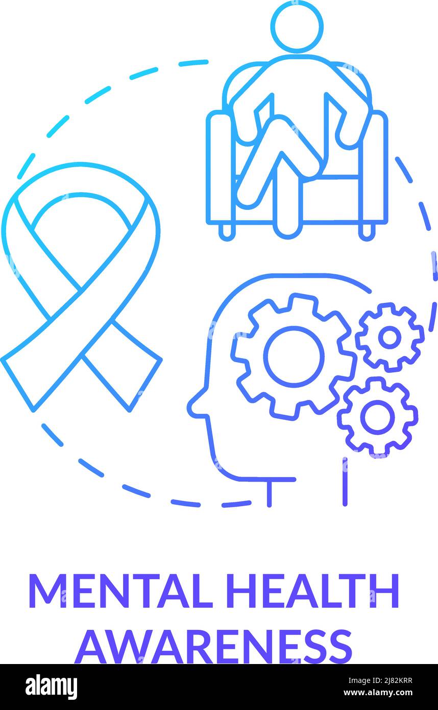 Mental health awareness blue gradient concept icon Stock Vector Image ...