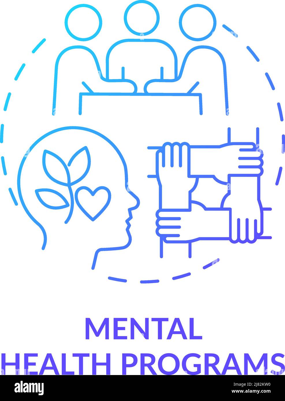 Mental health programs blue gradient concept icon Stock Vector Image ...