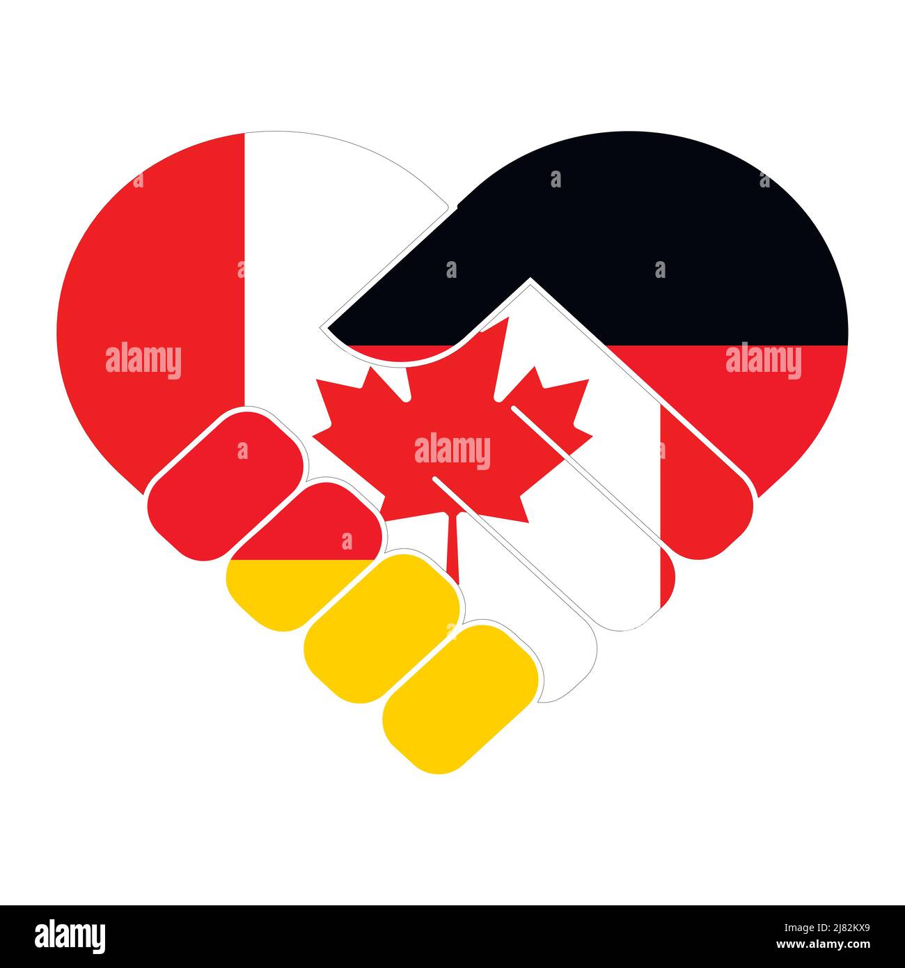 Handshake symbol in the colors of the national flags of Canada and ...