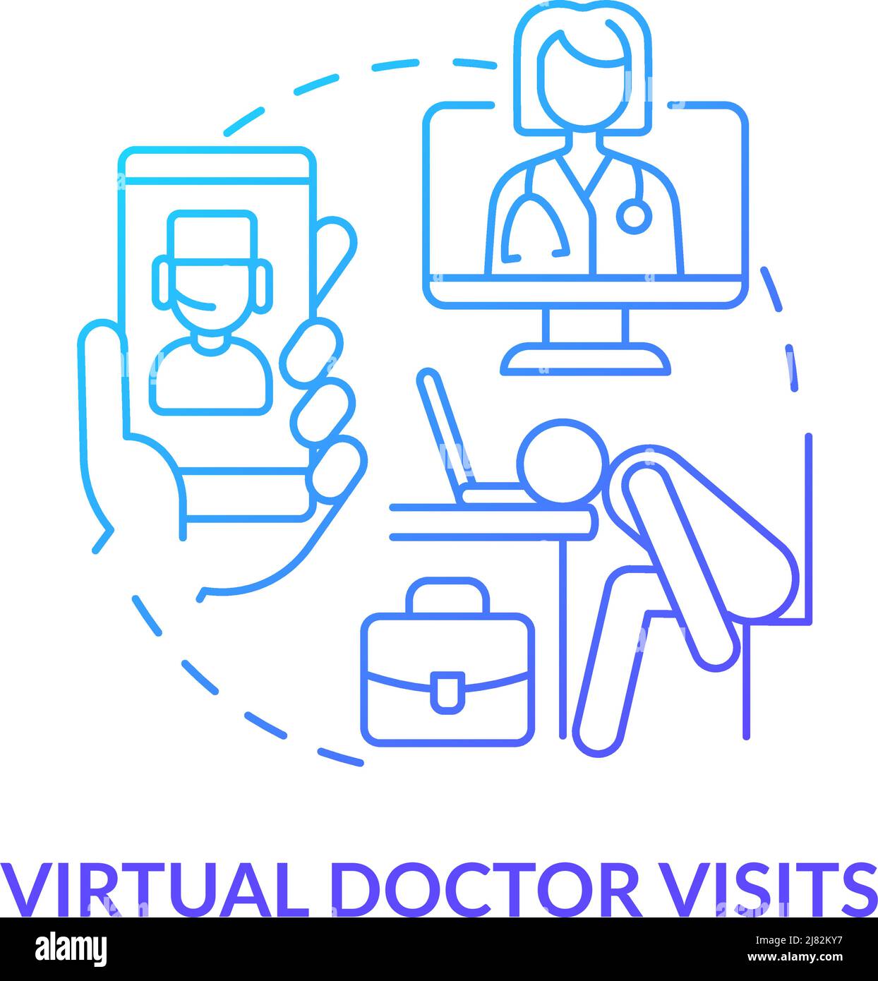 Virtual doctor visits blue gradient concept icon Stock Vector Image ...
