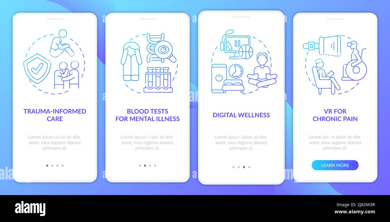 Mental health trends blue gradient onboarding mobile app screen Stock ...