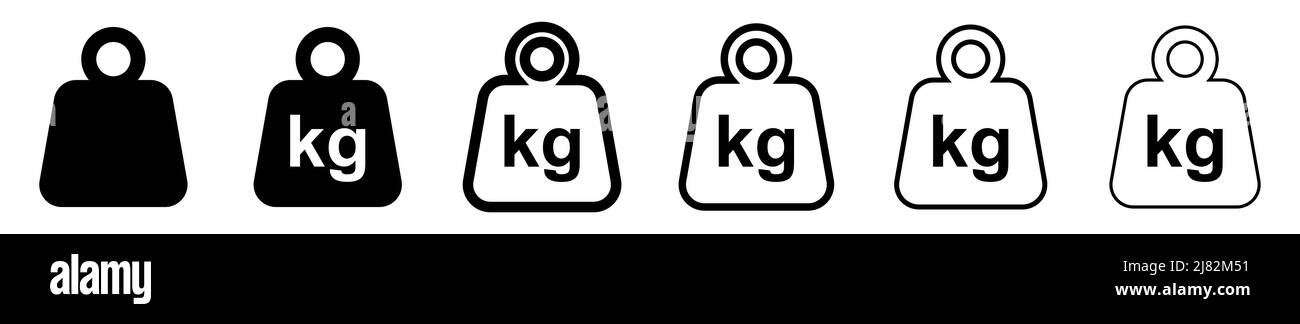 Weight icon. Kg weight logo. Kettlebell icons. Set of different dumbbell. Vector illustration ...
