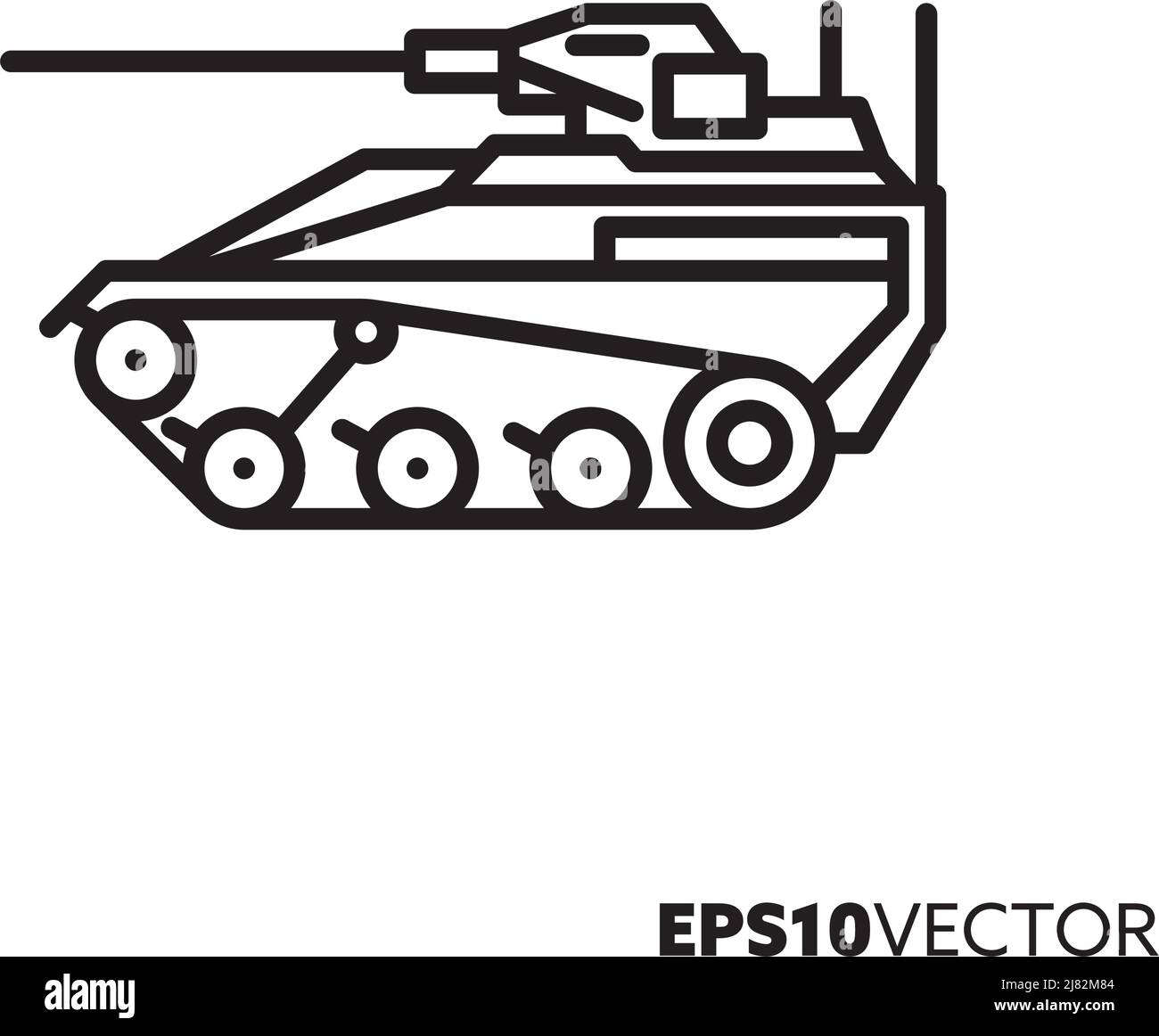 Armoured Weapons Carrier vector line icon. Small tank outline symbol ...