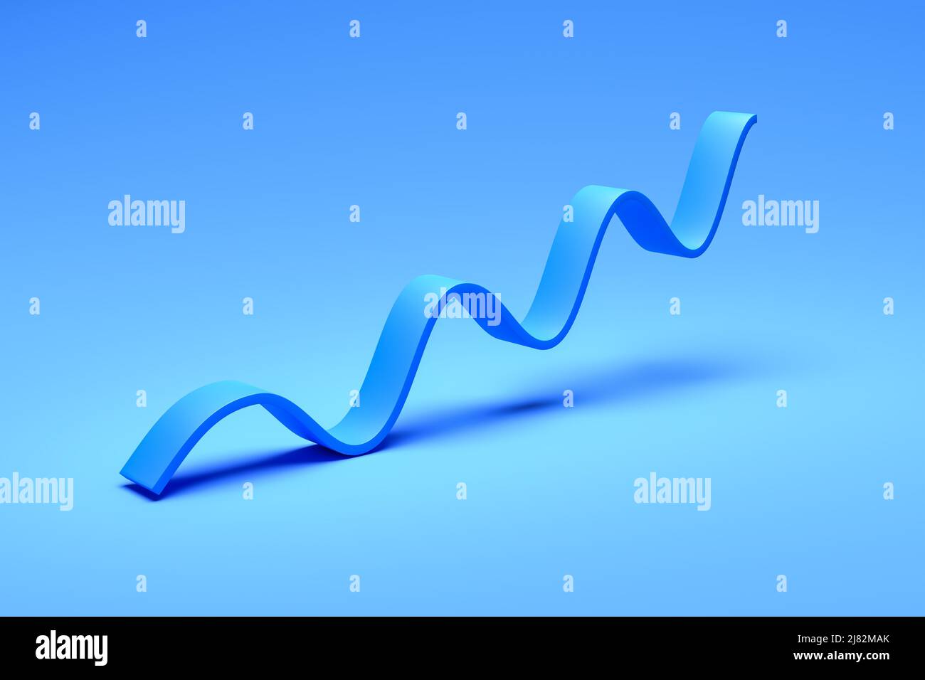 Abstract blue band shape / graph winding upwards. Concept shot for ...