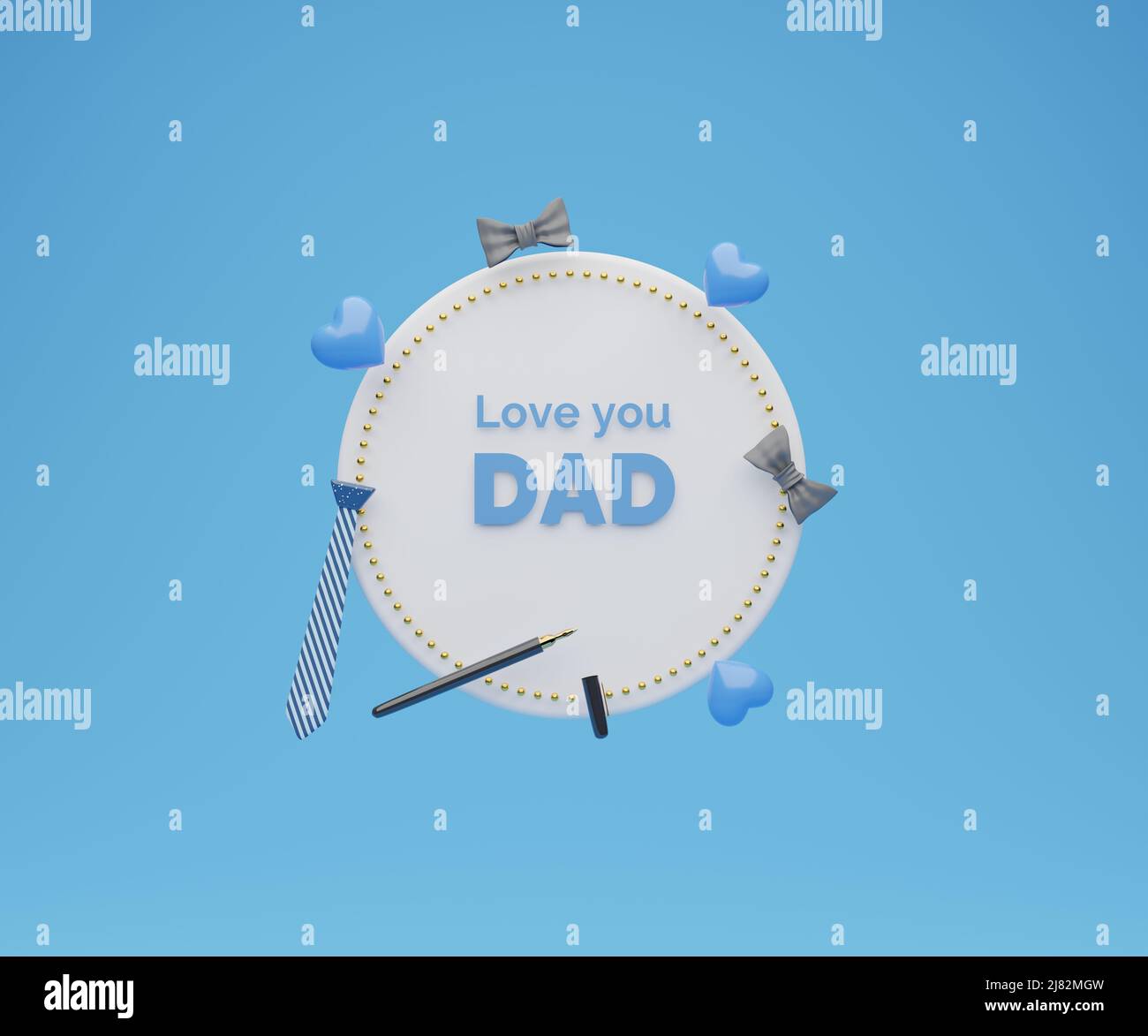 Father's day celebration card, I love you Dad message. 3d rendered ...