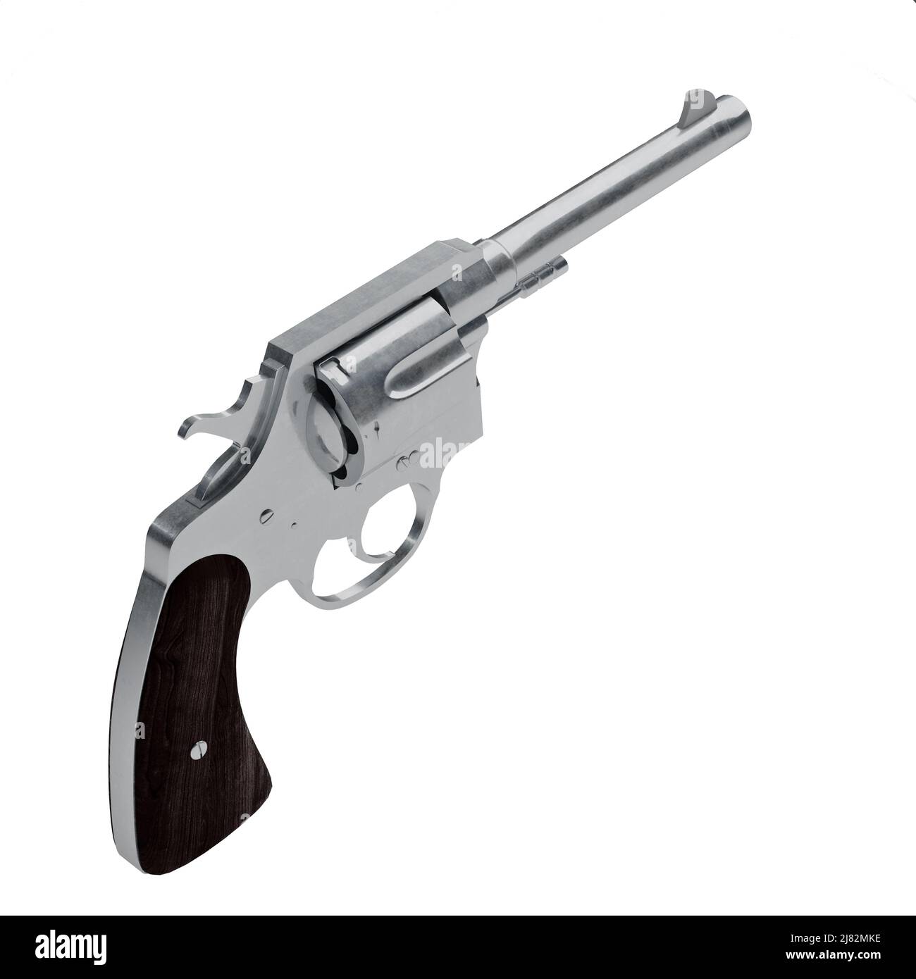 3d model of a revolver isolated on white background Stock Photo - Alamy