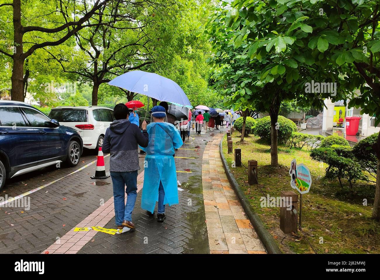 SHANGHAI, CHINA - MAY 12, 2022 - Residents of a community in Puxi ...