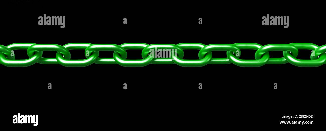 Green chain 3d model isolated on black background Stock Photo - Alamy