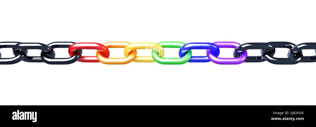 Rainbow chain 3d model isolated on white background Stock Photo - Alamy