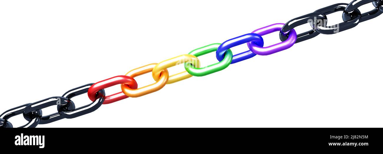 Rainbow chain 3d model isolated on white background Stock Photo - Alamy