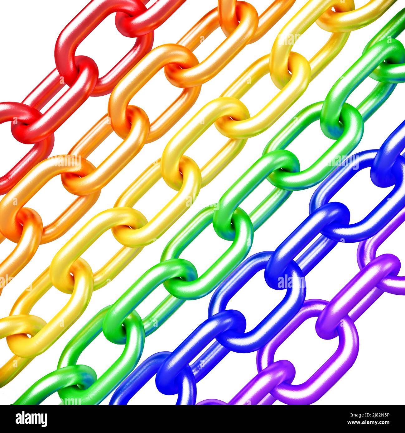 Rainbow chain 3d model isolated on white background Stock Photo - Alamy