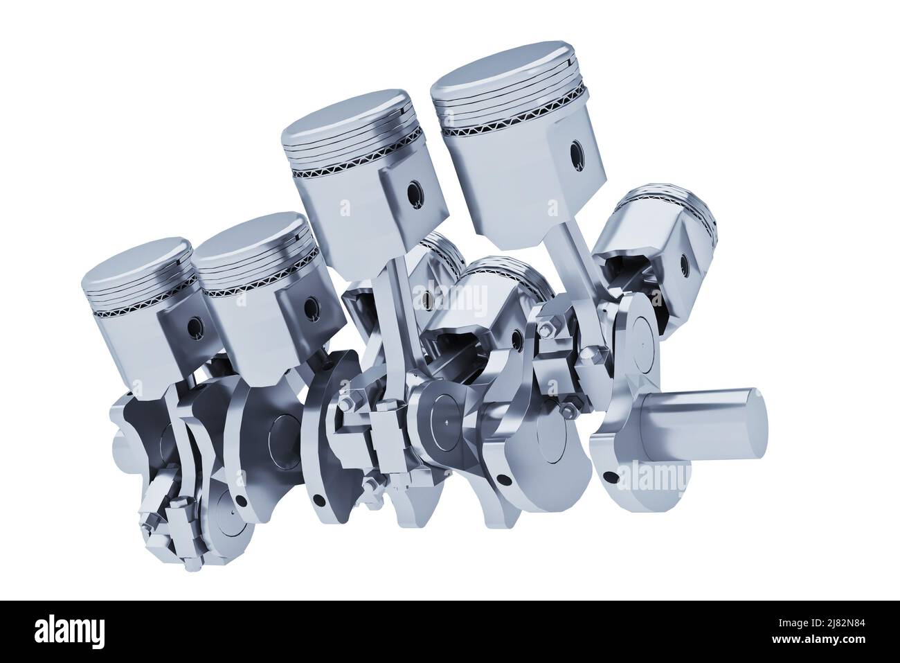 Pistons V8 engine chrome plated isolated on white background Stock ...