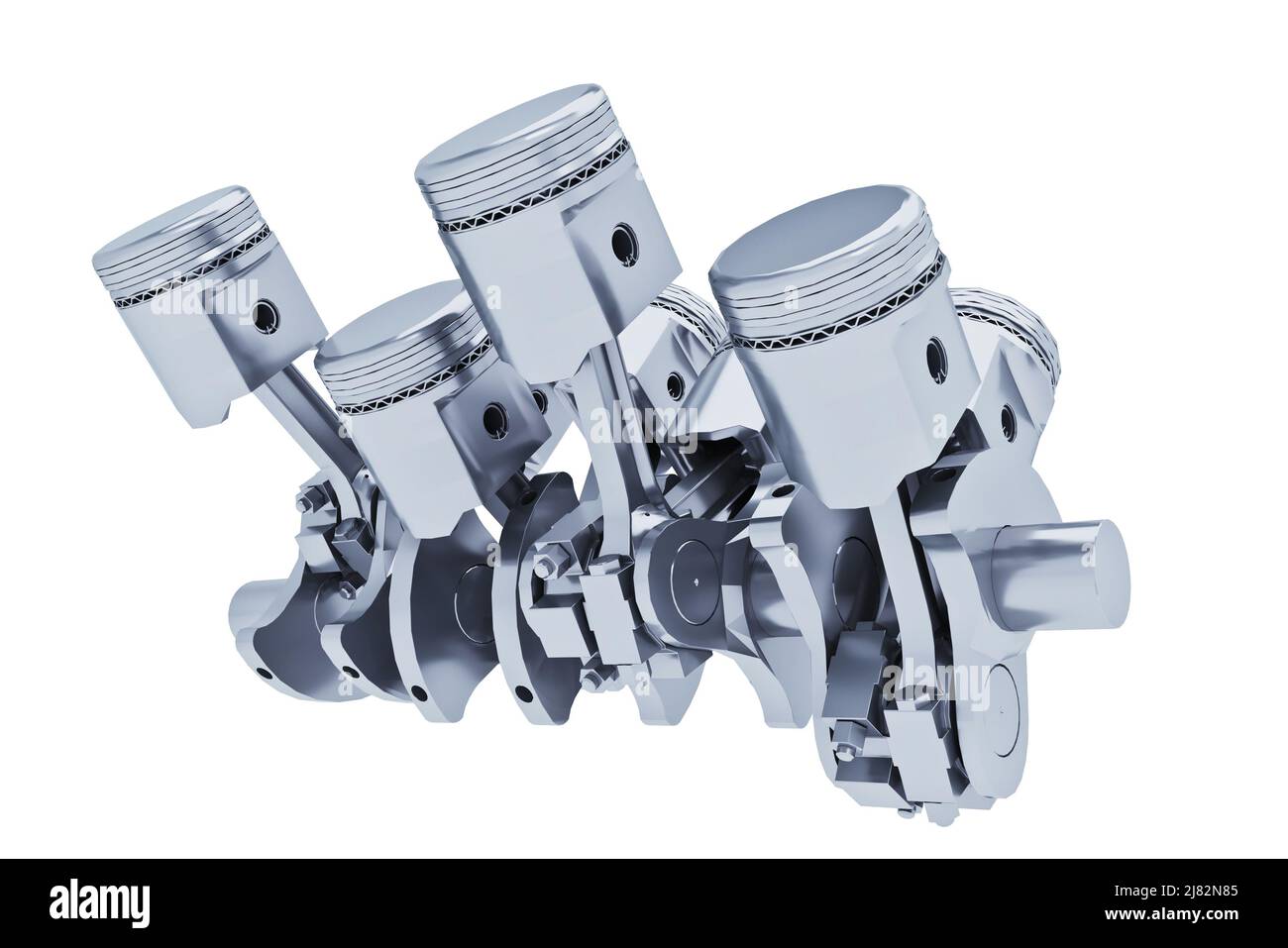 Pistons V8 engine chrome plated isolated on white background Stock ...