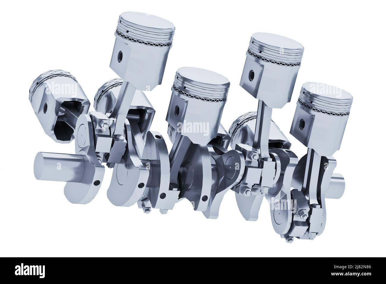 Pistons V8 engine chrome plated isolated on white background Stock ...