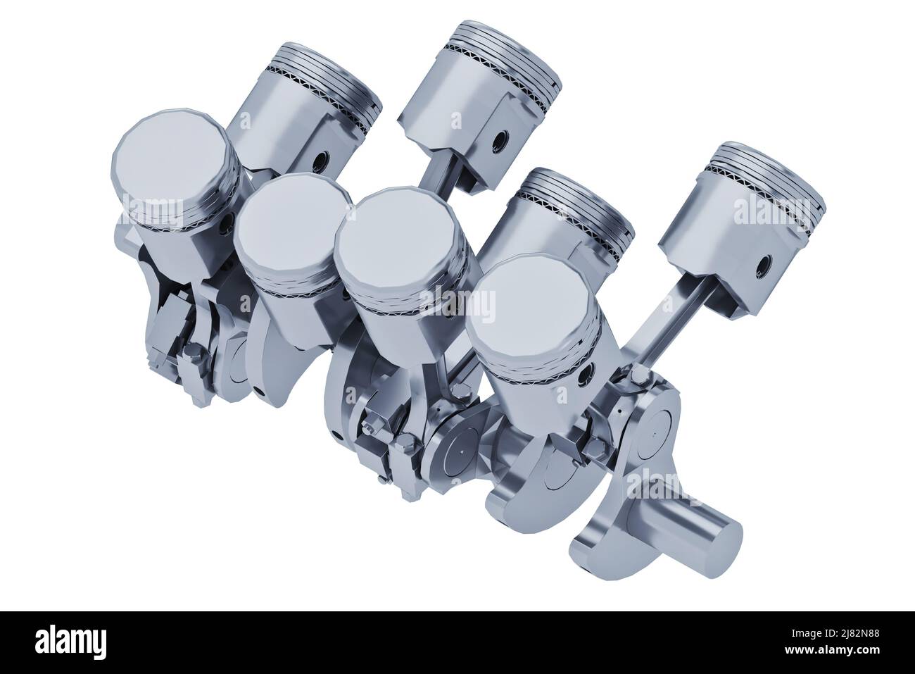Pistons V8 engine chrome plated isolated on white background Stock ...