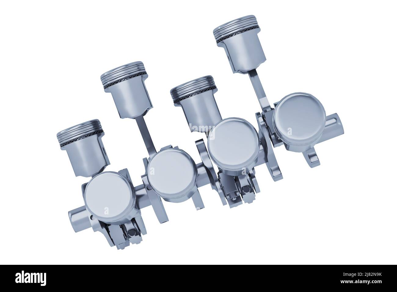 Pistons V8 engine chrome plated isolated on white background Stock ...