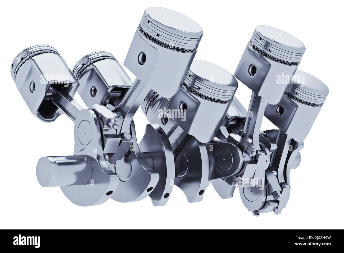 Pistons V8 engine chrome plated isolated on white background Stock ...