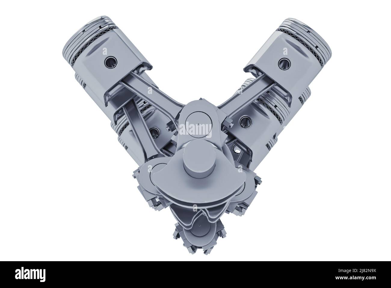 Pistons V8 engine chrome plated isolated on white background Stock ...