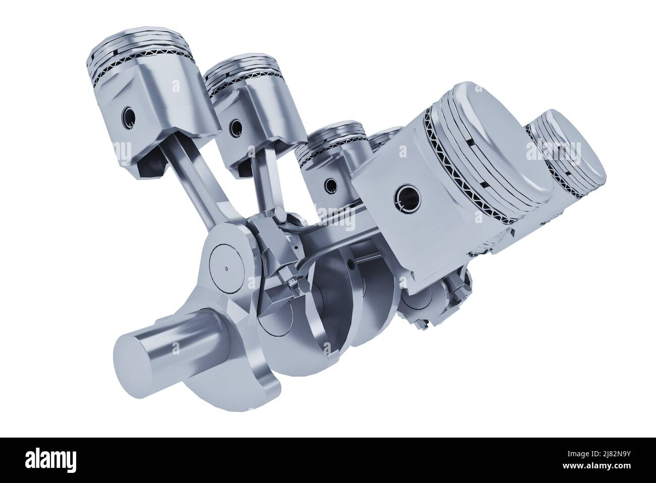 Pistons V8 engine chrome plated isolated on white background Stock ...