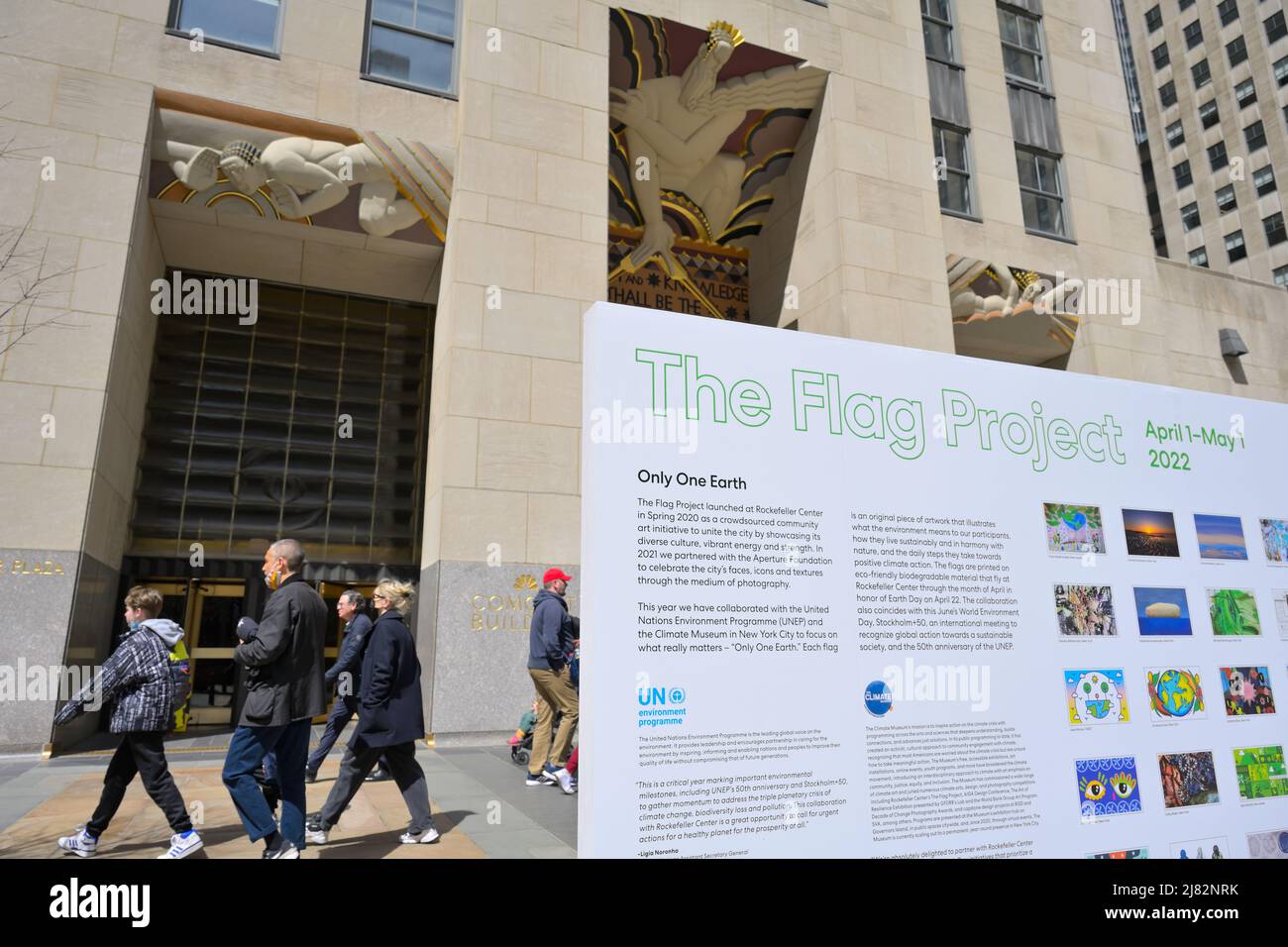 The Flag Project - Only One Earth, Rockefeller Center NYC Stock Photo ...