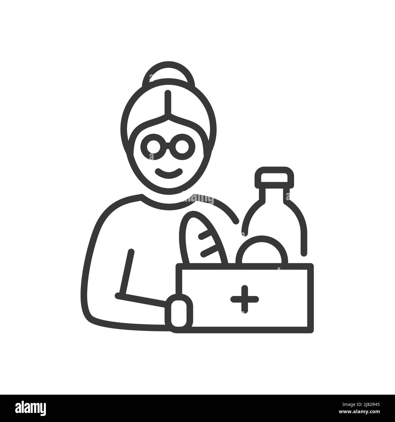 Humanitarian assistance for the elderly - line design isolated icon ...