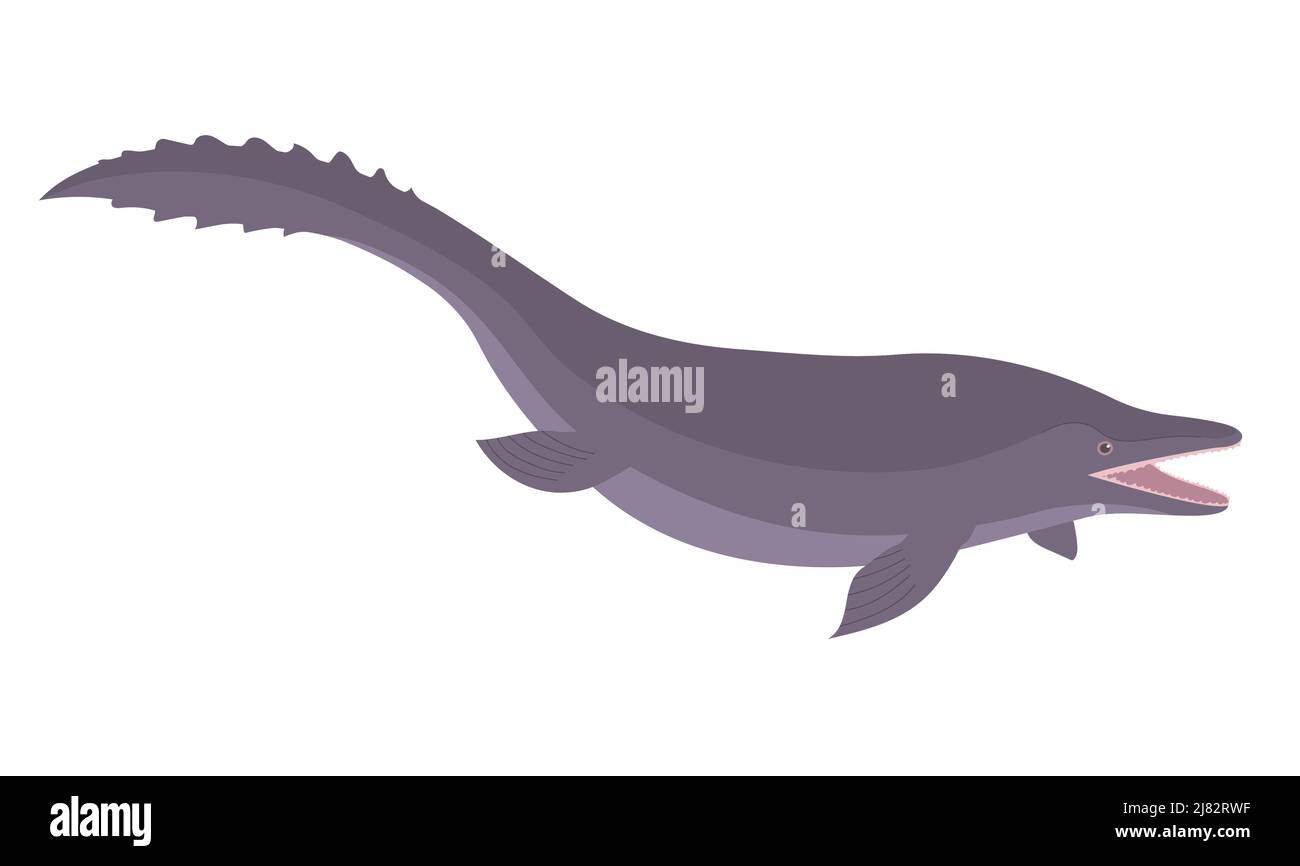 Prehistoric underwater dinosaur mosasaurus with fins. Predatory water ...