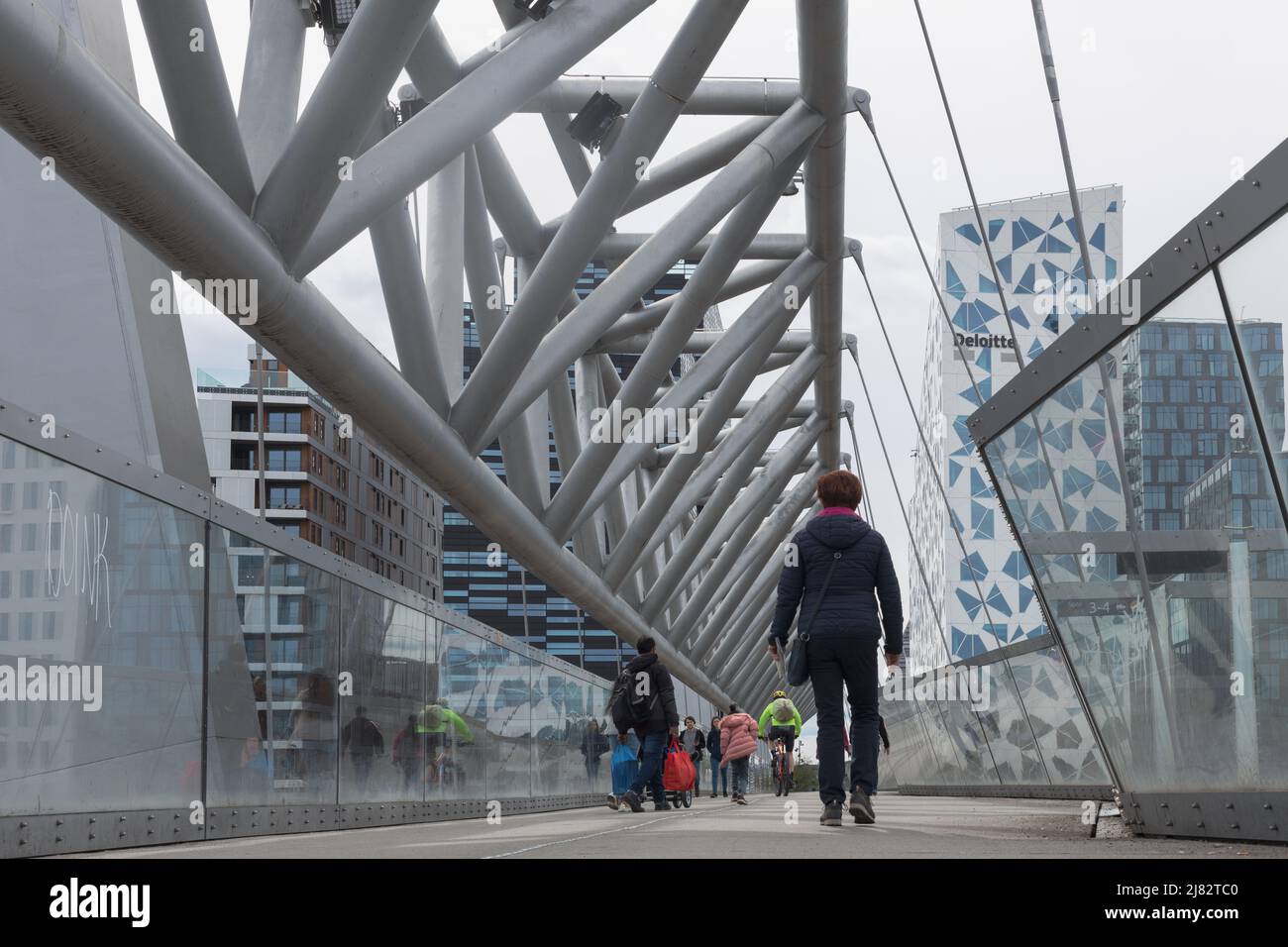 Oslo, Norway. May 02, 2022: Pedestrian bridge in Oslo, Norway. View of ...