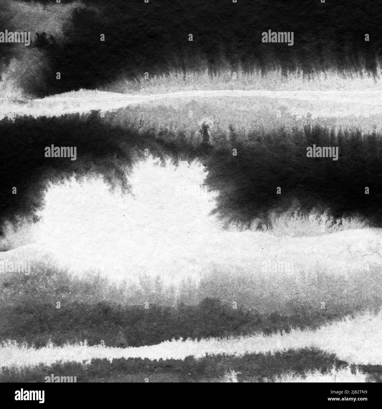 Abstract landscape ink hand drawn illustration. Black and white ink ...