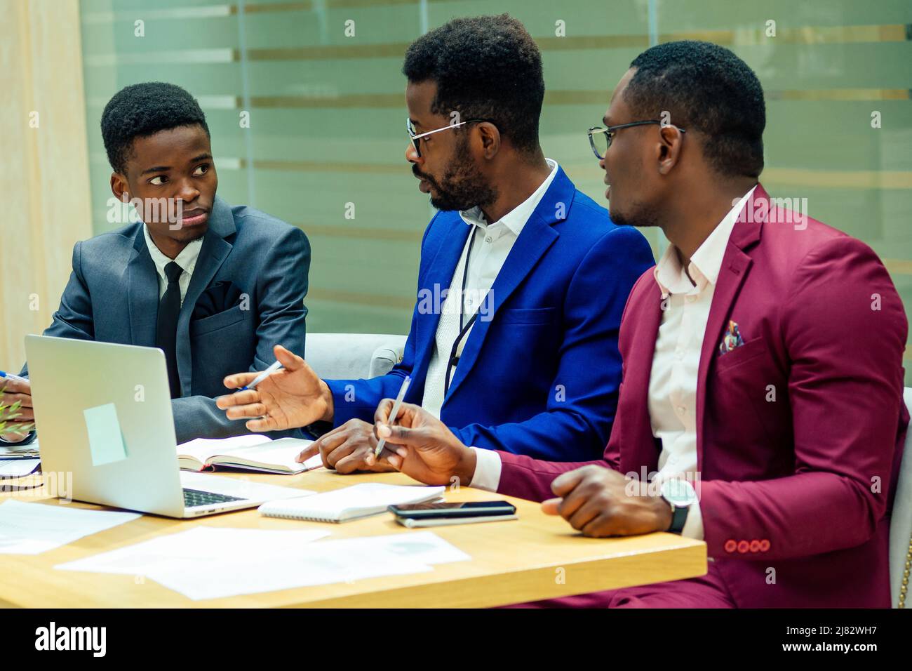 successful confident group of african american corporate in modern ...