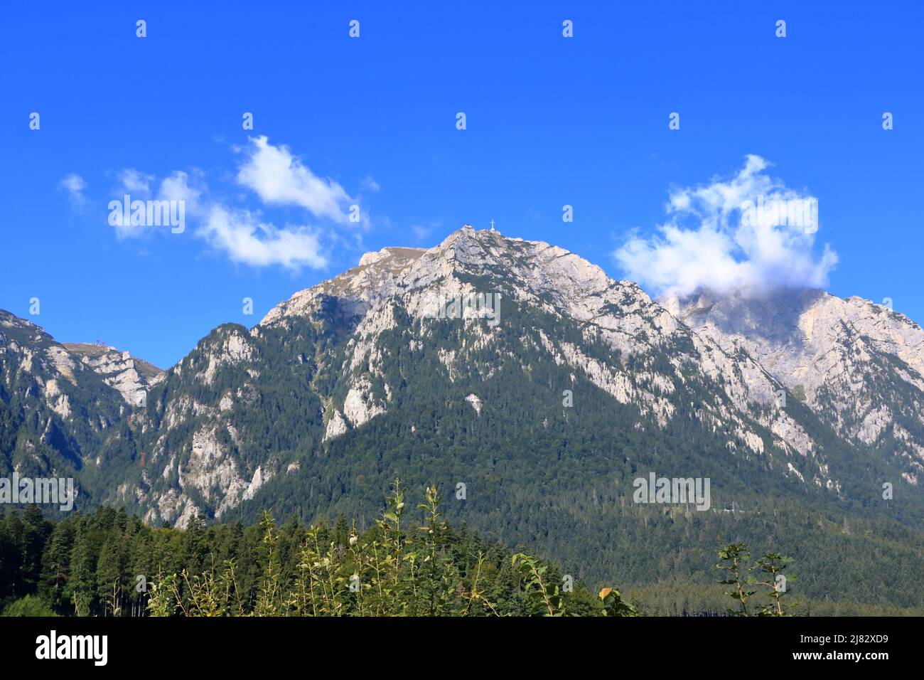 The Caraiman Peak with The Heroes Cross in the Bucegi Mountain Stock ...