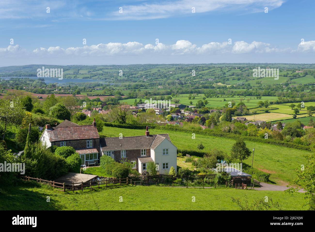 The village of Compton Martin at the foot of the Mendip Hills in the ...