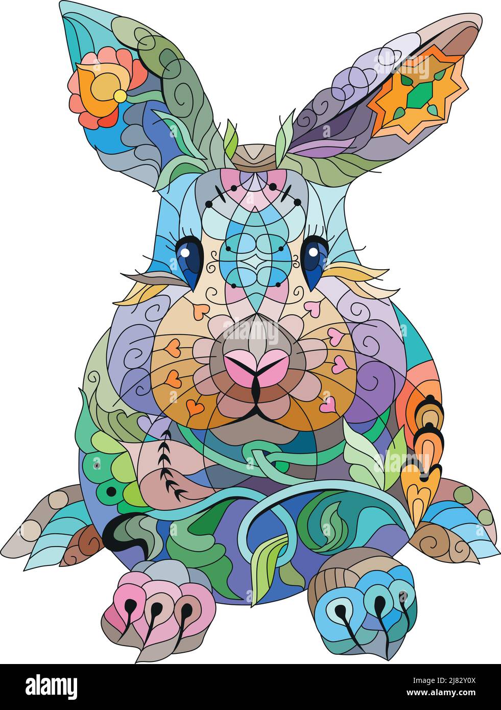 Spring rabbit. Easter background with creative cute bunny. Colorful ...