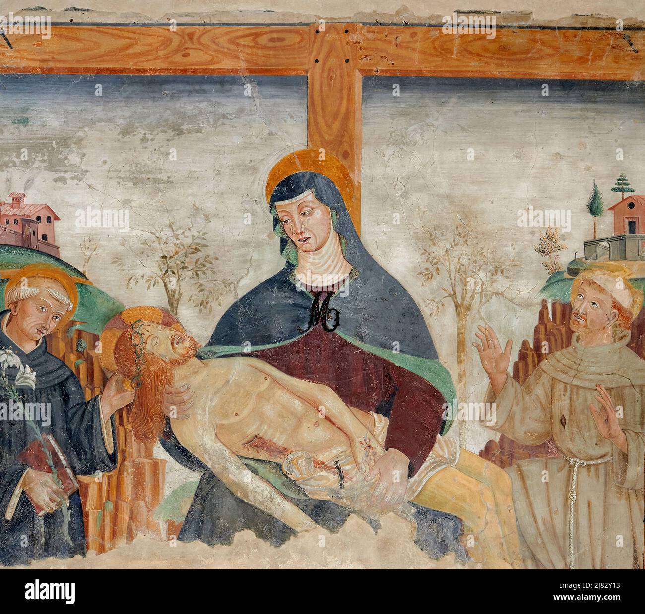 Pietà con S. Bernardino e S. Francesco d’Assisi - affresco - XV secolo ...