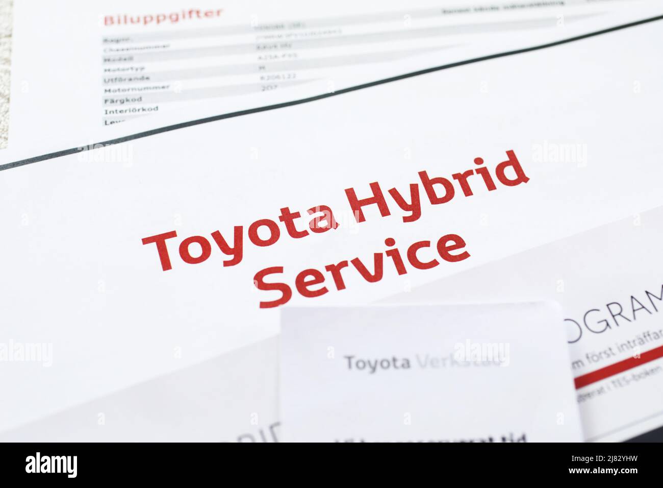 Toyota hybrid service papers from a Toyota service center Stock Photo ...