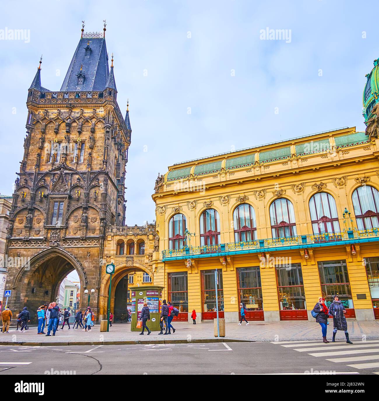 PRAGUE, CZECH REPUBLIC - MARCH 5, 2022: The tall Gothic Powder Gate ...