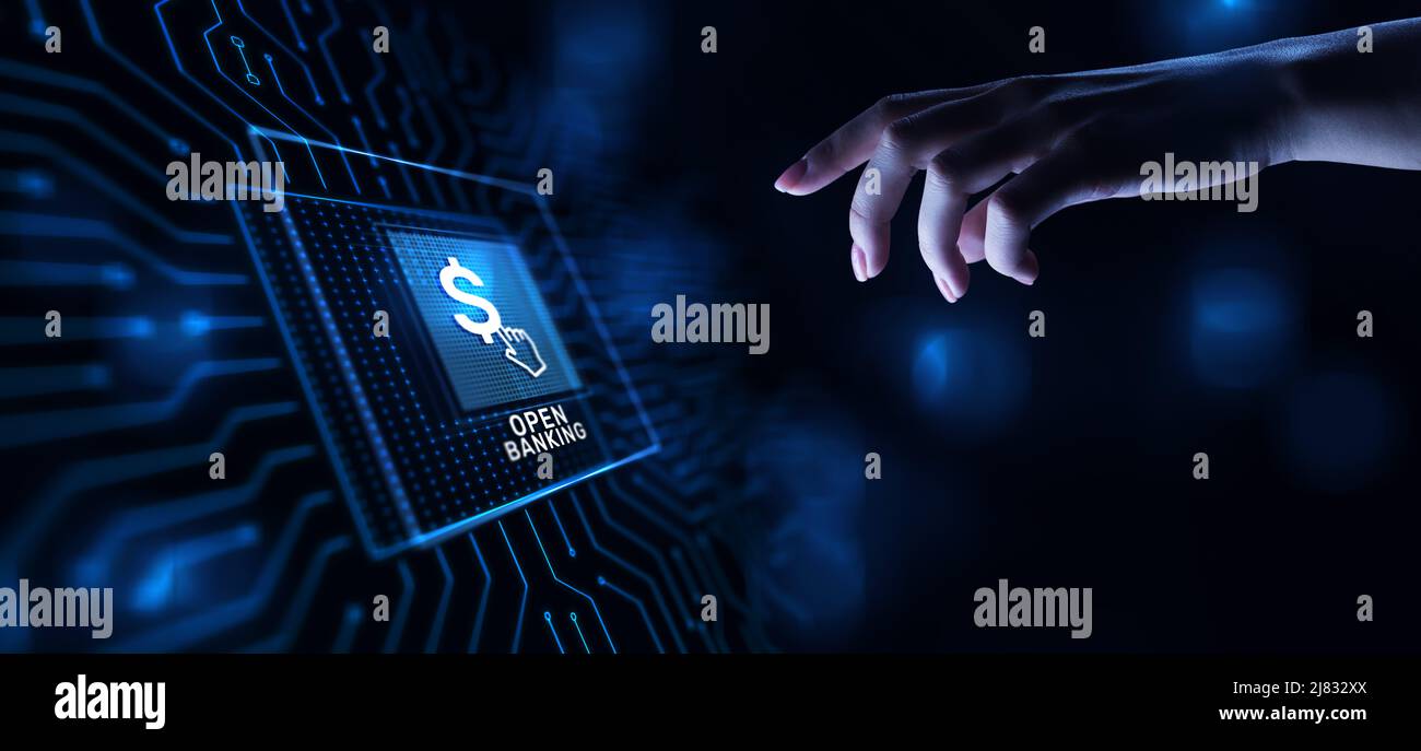 Open banking financial technology fintech concept on virtual screen ...