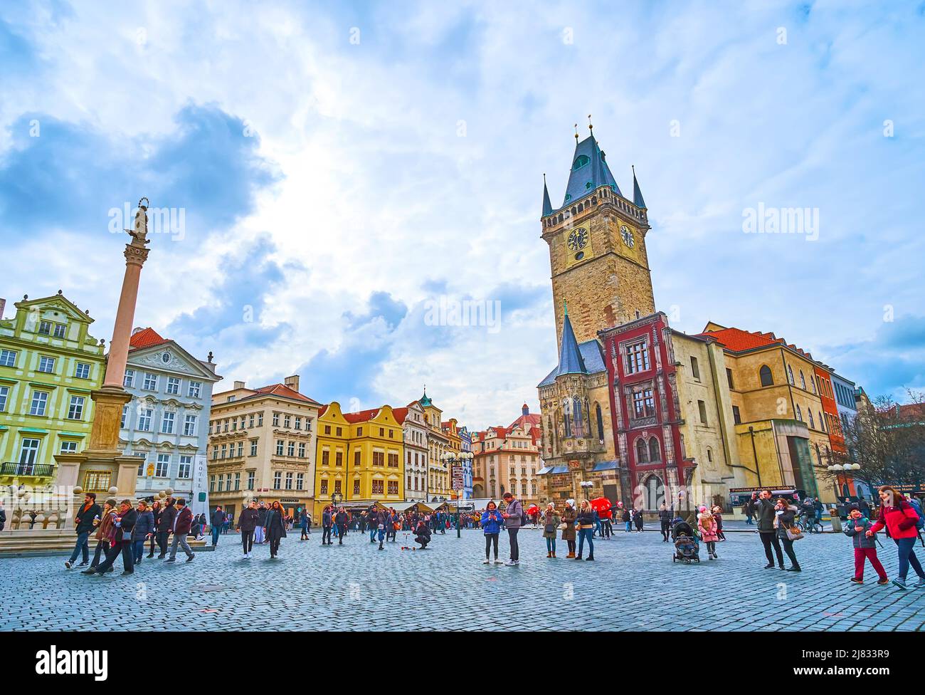 PRAGUE, CZECH REPUBLIC - MARCH 5, 2022: The Old Town Hall and the ...