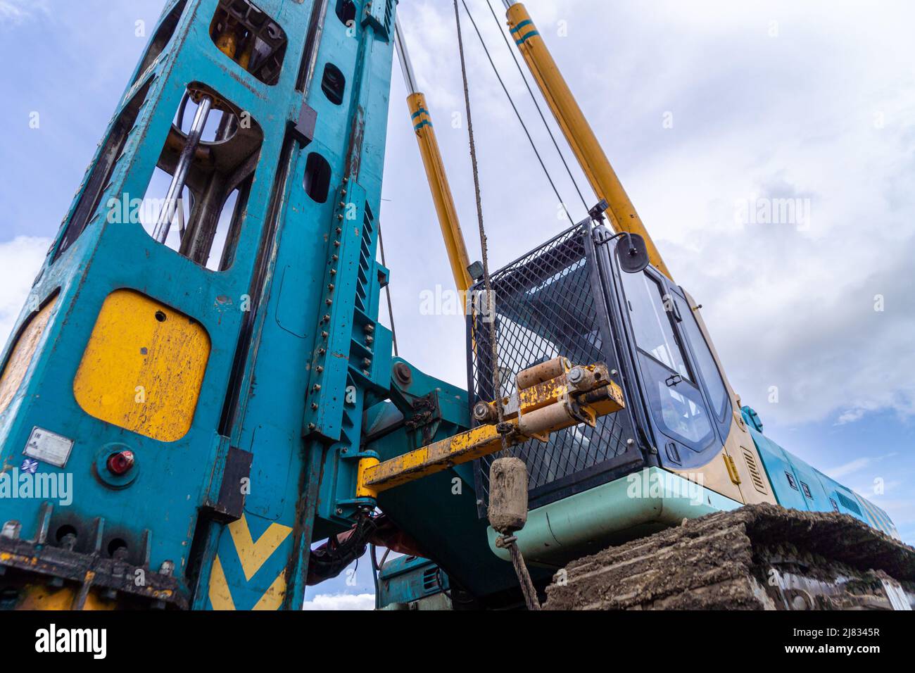 piling machine operator's cabin and piling hoist, selective focus Stock ...