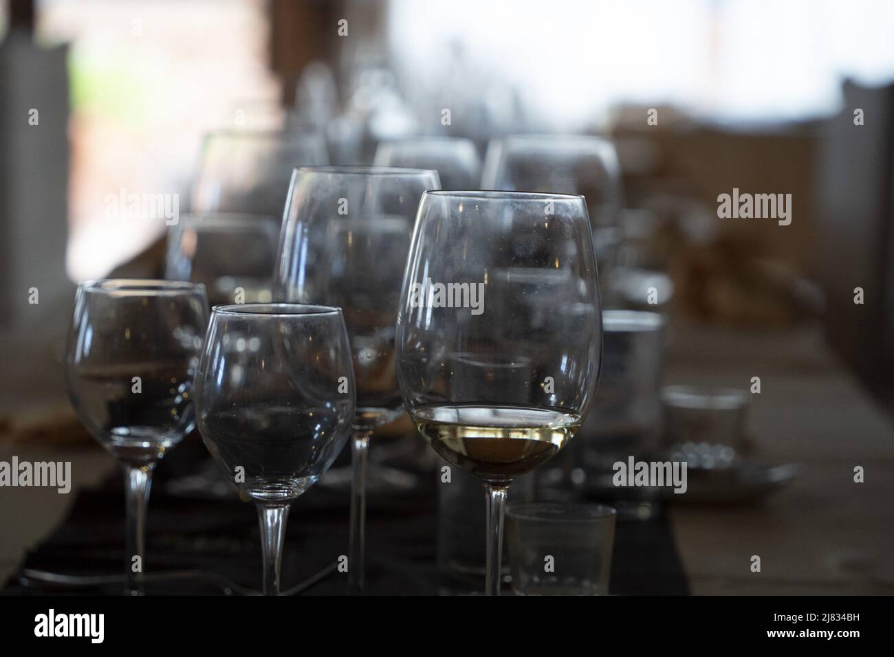Restaurant table after lunch dinner detail Stock Photo - Alamy